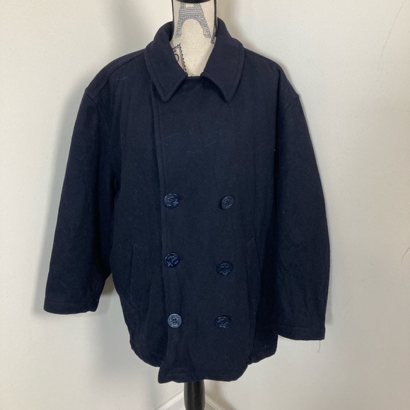 Structure | Jackets & Coats | Mens Black 75 Wool Peacoat Double ...